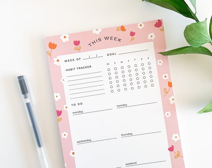 Weekly Habit Tracker and to Do List Desk Pad | A5 50 Sheet Notepad ...