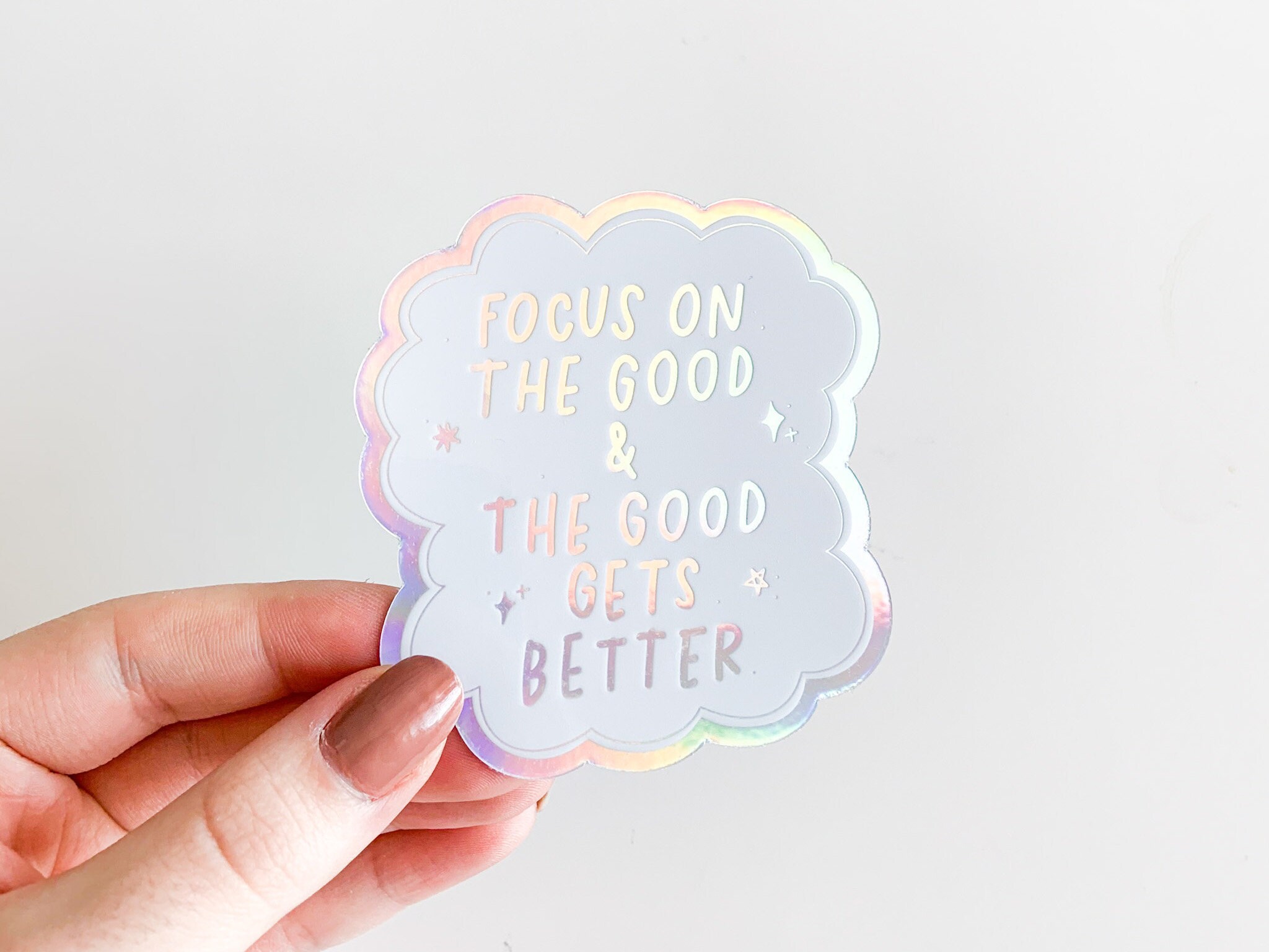 Positive Quote Holographic Vinyl Sticker Focus on the Good - Etsy