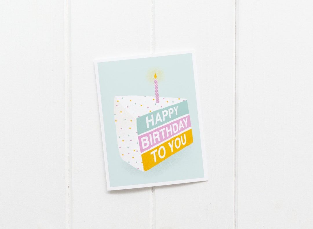 Happy Birthday Layered Cake Hand Lettering Colorful Greeting Card ...