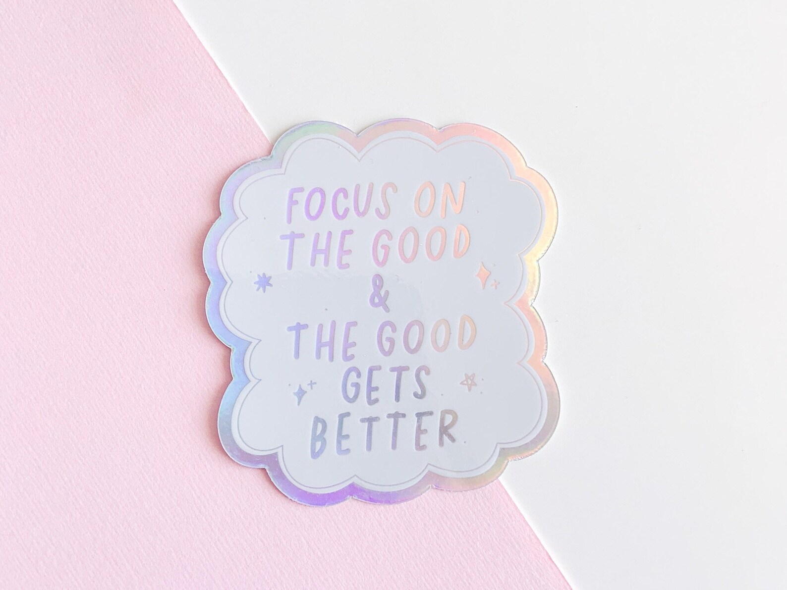 Positive Quote Holographic Vinyl Sticker Focus on the Good - Etsy