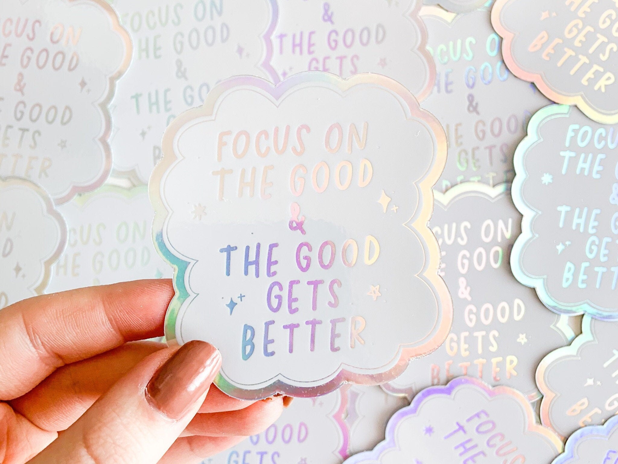 Positive Quote Holographic Vinyl Sticker Focus on the Good - Etsy