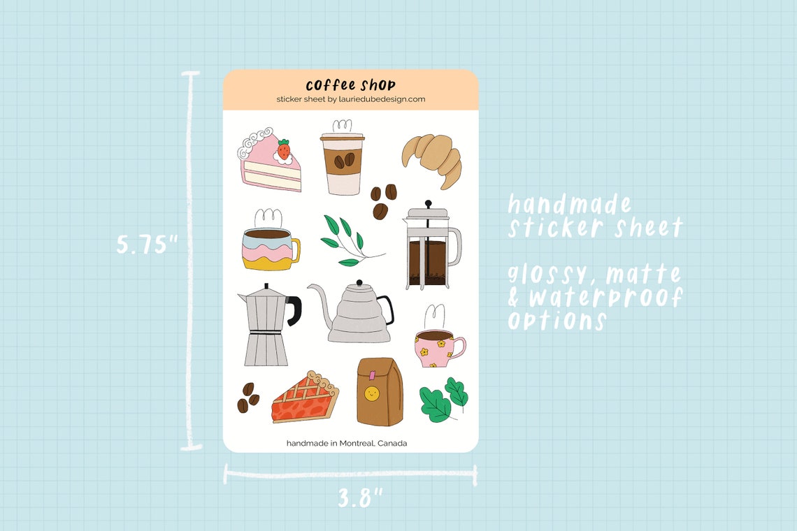 Sticker Sheet Coffee Shop Stickers Cute Bullet Journal - Etsy