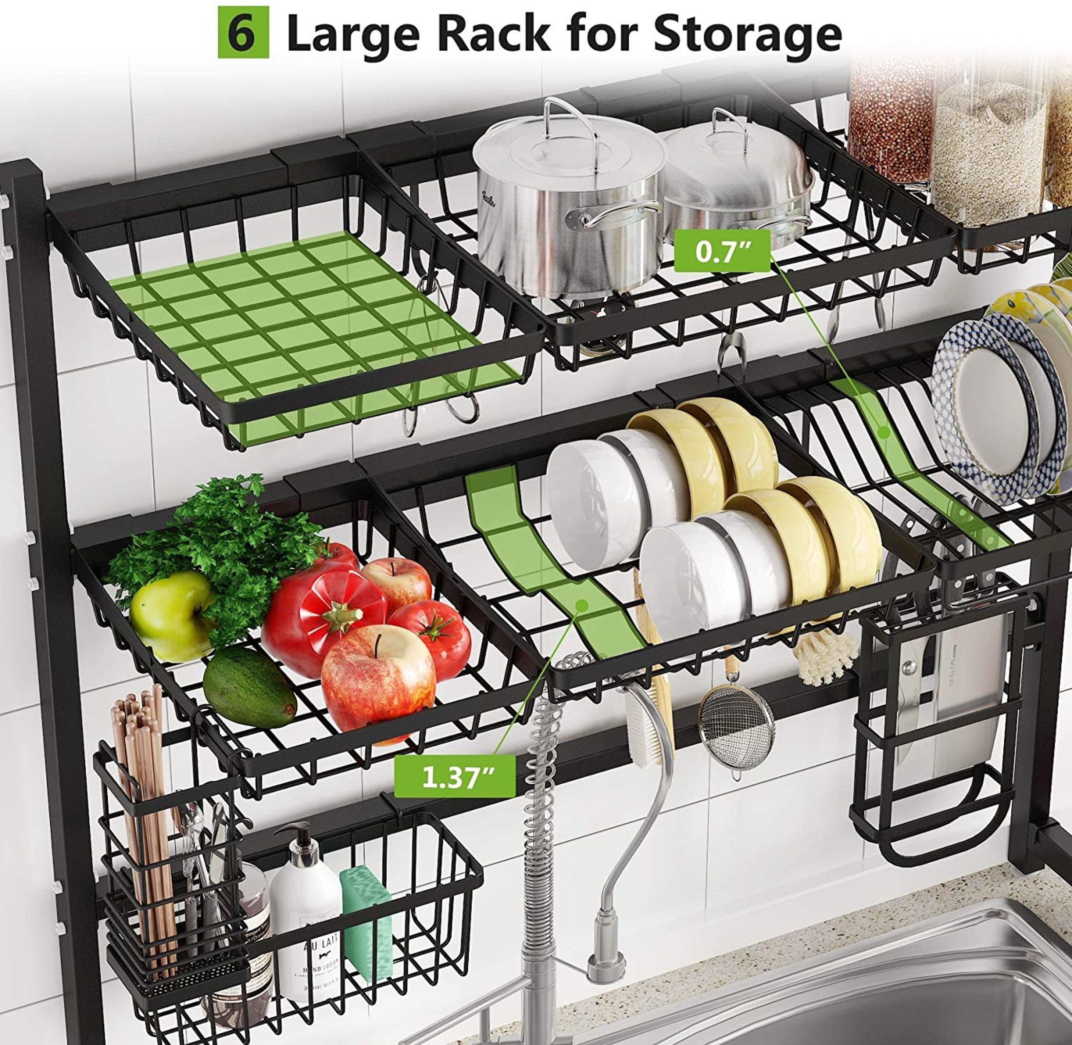 Over The Sink Dish Drying Rack 3 Tier Stainless Steel Large Etsy