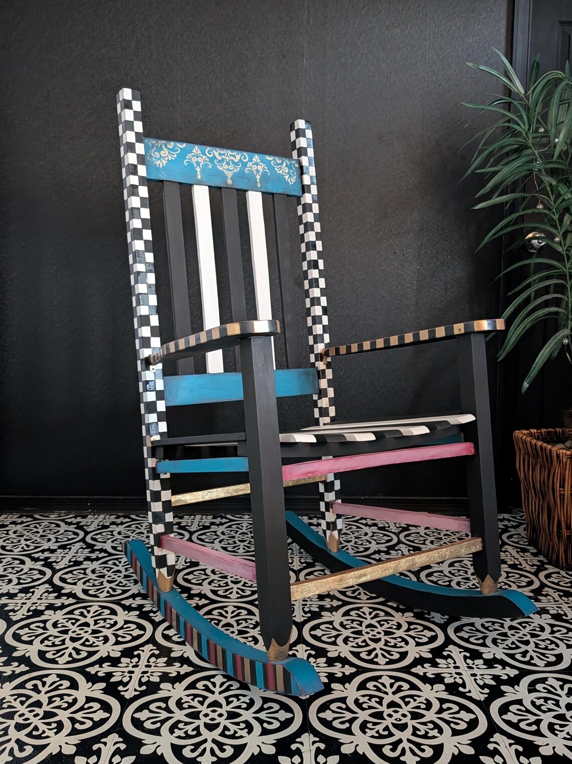 Hand Painted Rocking Chair - Etsy
