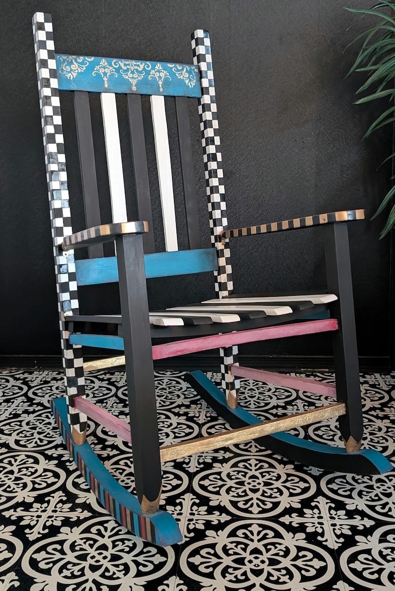 Hand Painted Rocking Chair - Etsy