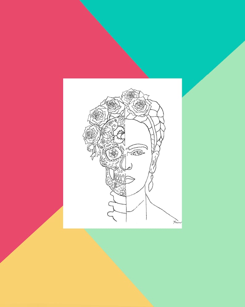 Frida Kahlo Dia De Los Muertos Day of the Dead Digital - Etsy