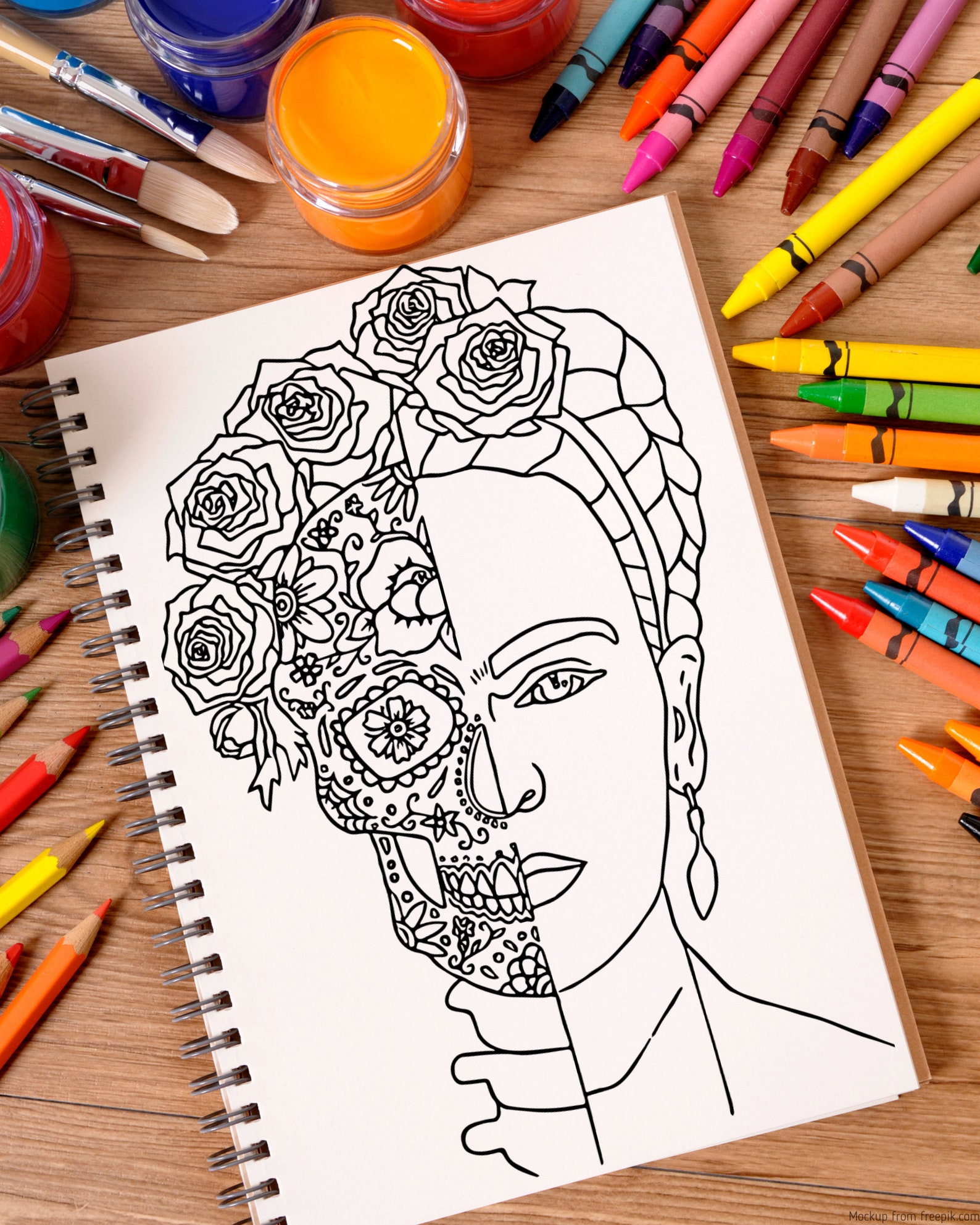 Frida Kahlo Dia De Los Muertos Day of the Dead Digital - Etsy