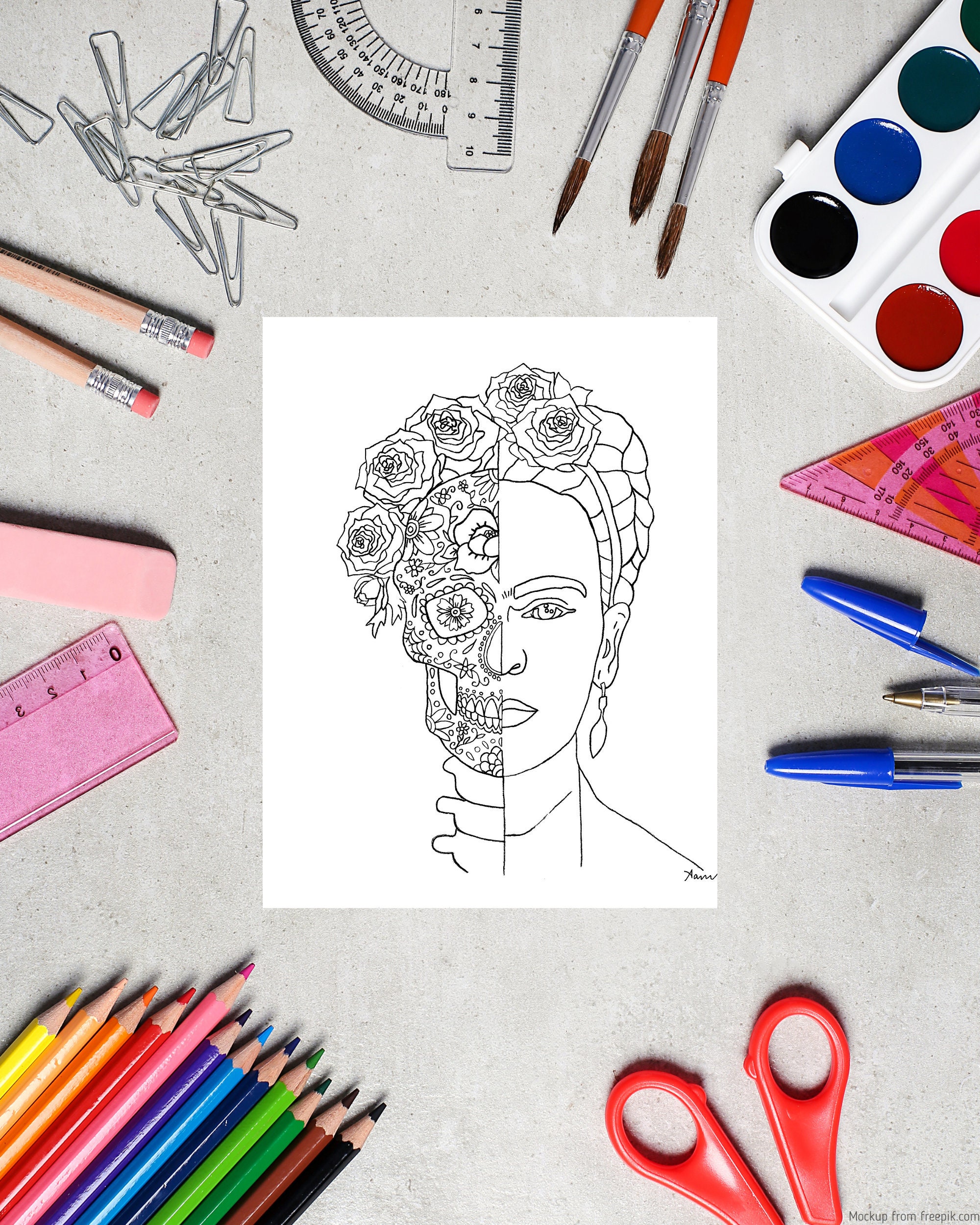 Frida Kahlo Dia De Los Muertos Day of the Dead Digital - Etsy