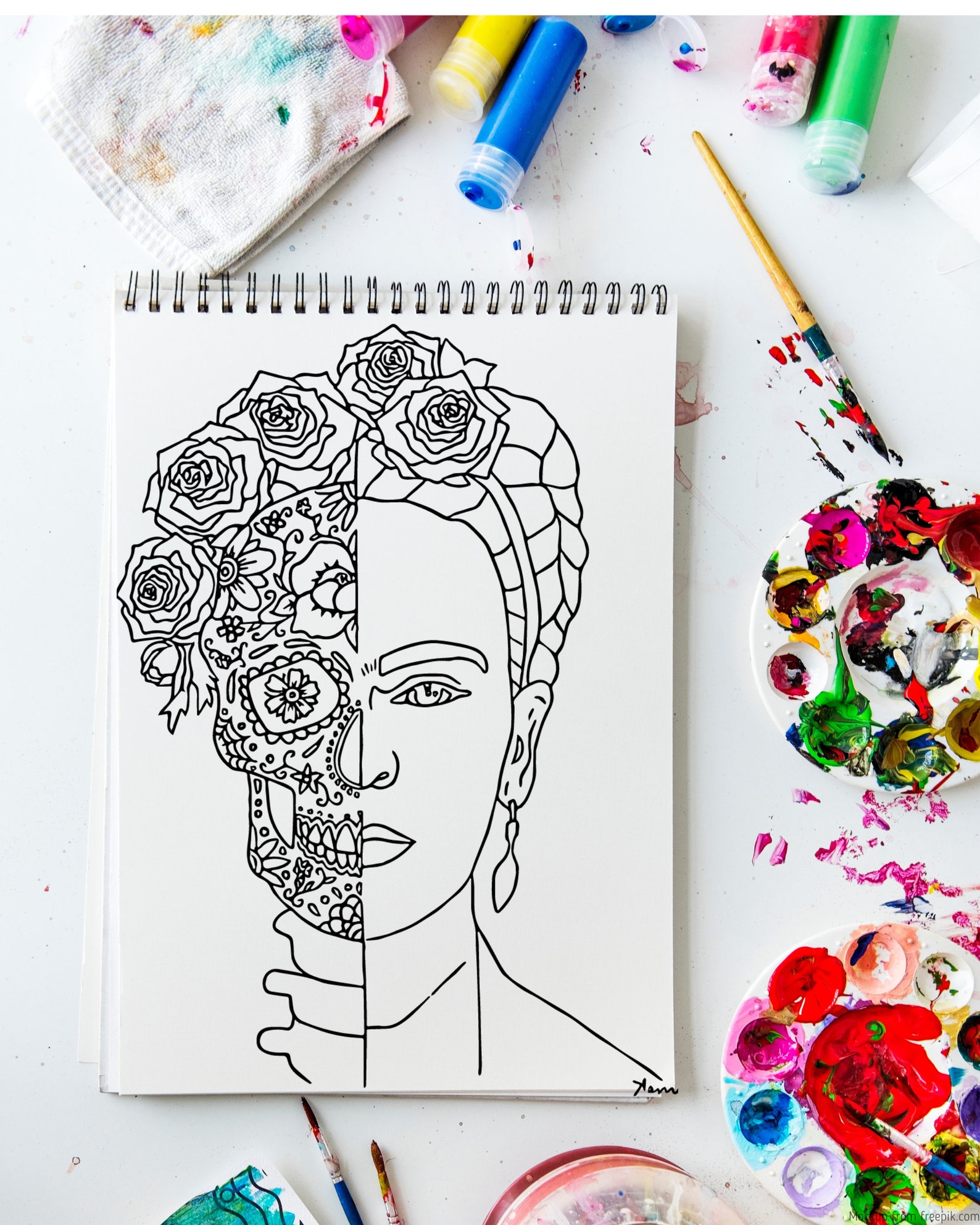 Frida Kahlo Dia De Los Muertos Day of the Dead Digital - Etsy