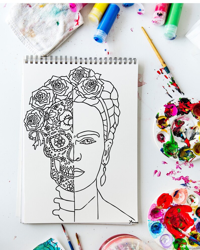 Frida Kahlo Dia De Los Muertos Day of the Dead Digital - Etsy