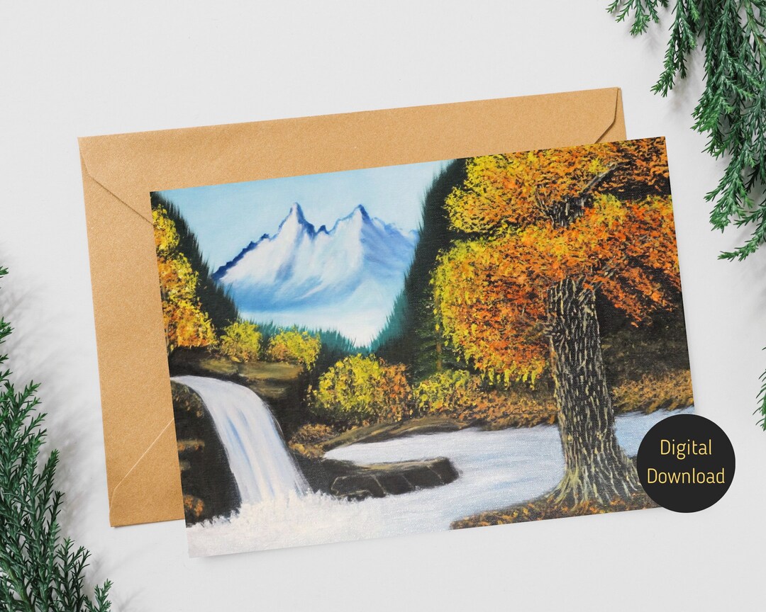 Printable Autumn Forest Painting Card Instant 5x7 Inches - Etsy