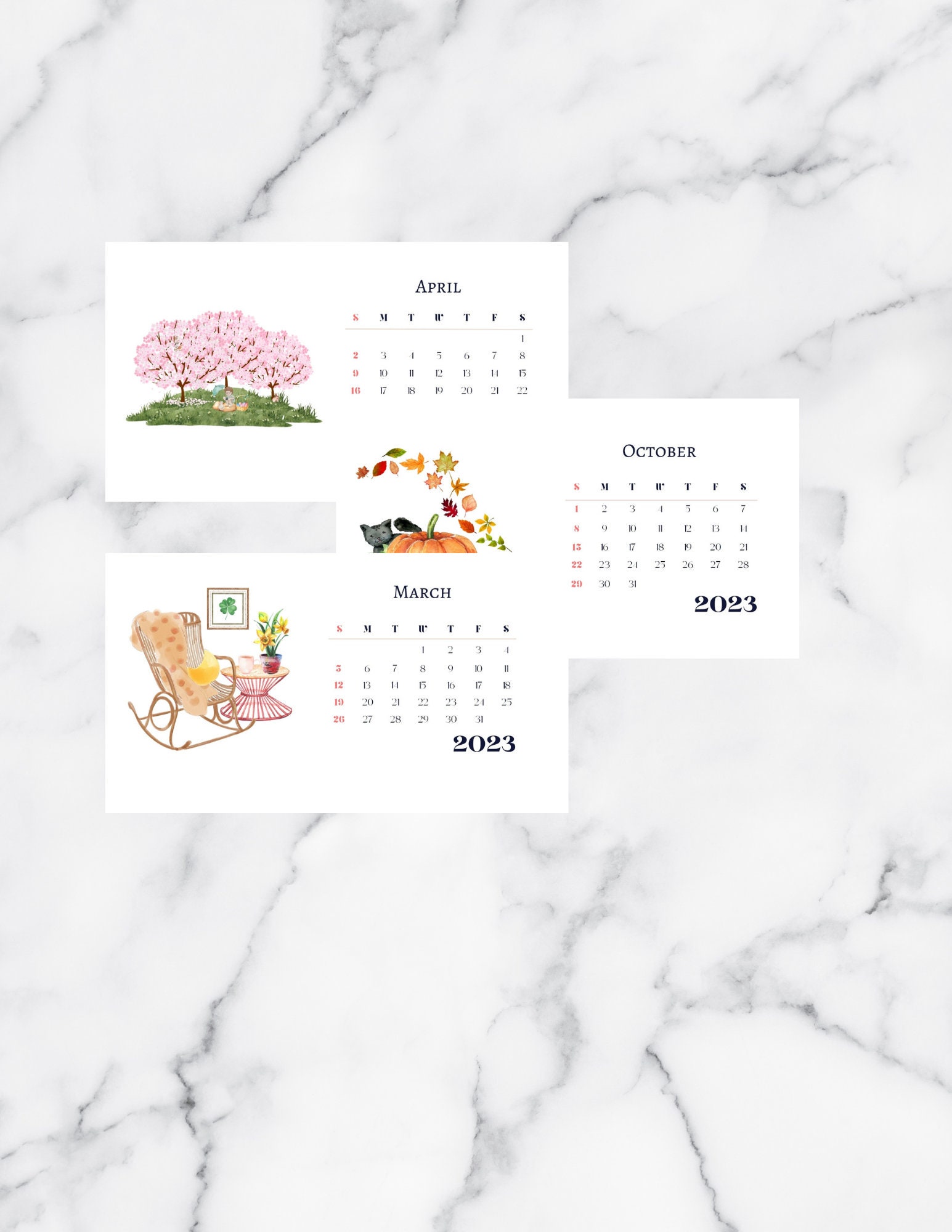 2023 Watercolor Desk Calendar 2023 Desk Calendar Gift Desk - Etsy Australia