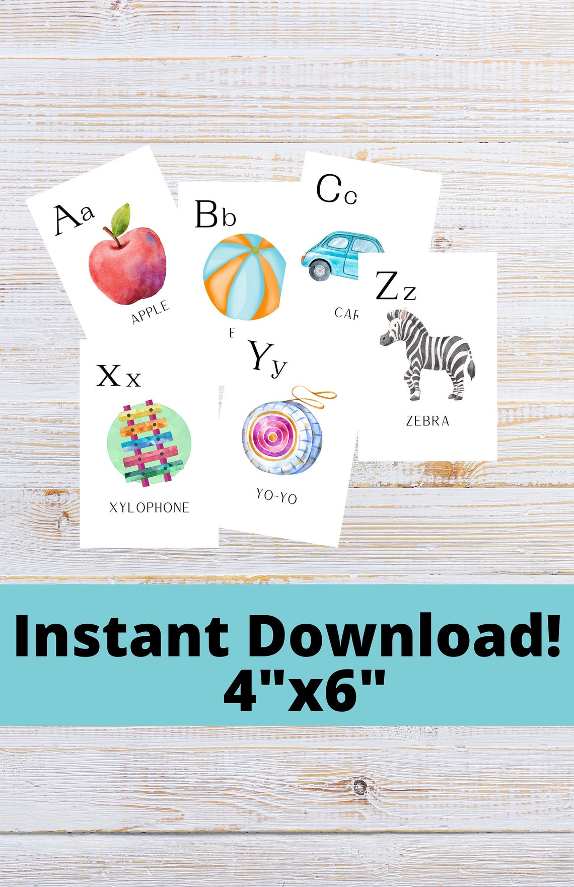Watercolor Alphabet Flash Cards • Educational • ABC • Homeschool ...