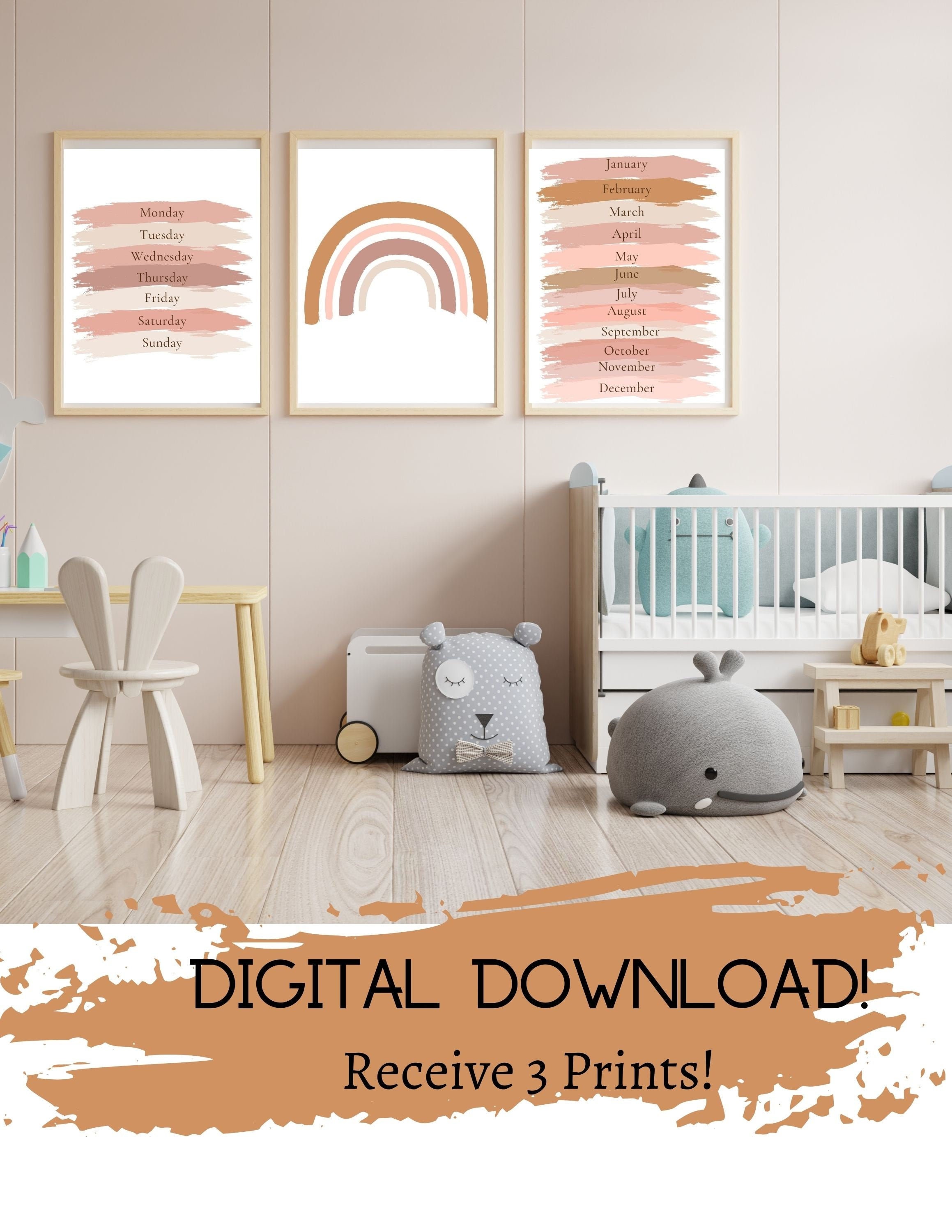 Playroom/classroom Calendar, Days of the Week, Months, Rainbow ...