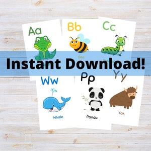Animal Alphabet Flash Cards • Educational • ABC Animal Activity Cards ...