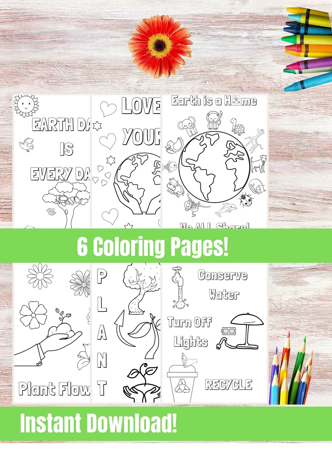 PRINTABLE! Earth Day Coloring Pages for Kids, Earth Day, DIY Coloring ...