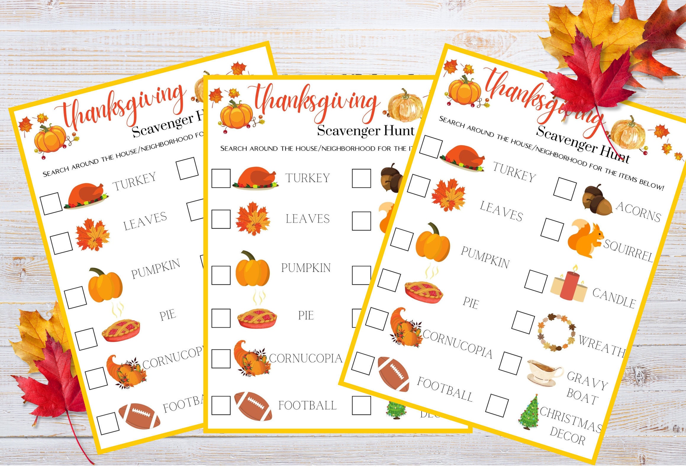 Thanksgiving Scavenger Hunt / Printable Thanksgiving Kids - Etsy