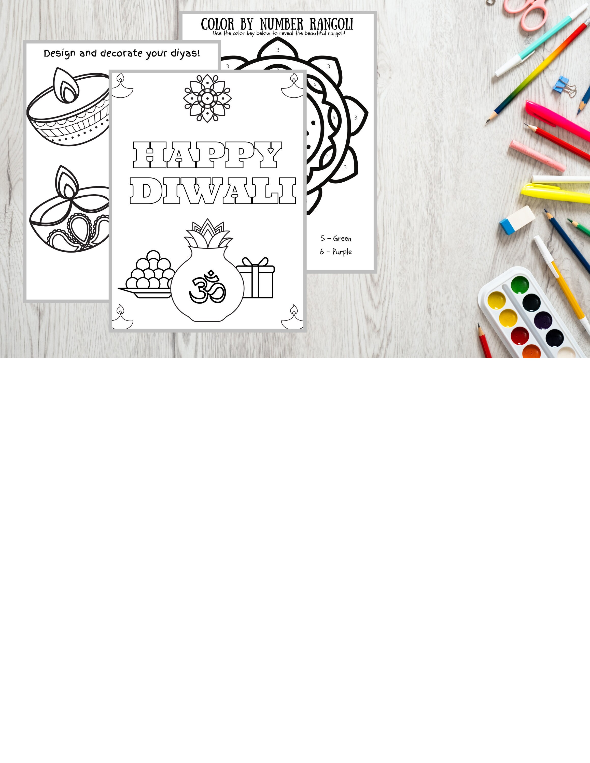 PRINTABLE! Diwali Coloring Activity for Kids, Festival of Lights, DIY ...