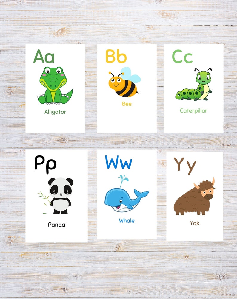 Tarjetas didácticas del alfabeto de animales Educativas Tarjetas de ...