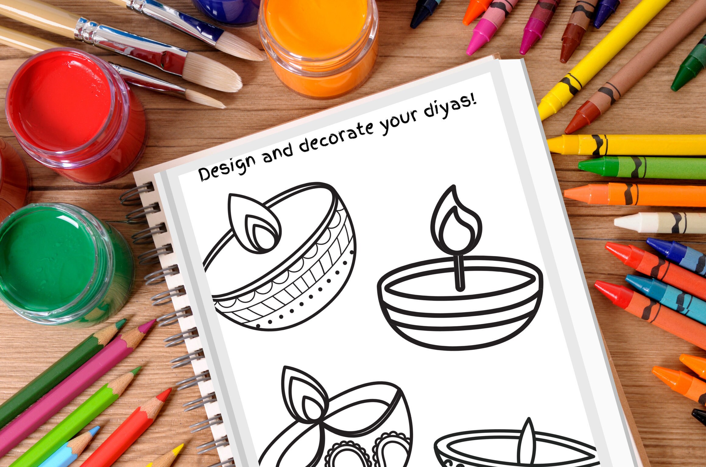 PRINTABLE! Diwali Coloring Activity for Kids, Festival of Lights, DIY ...