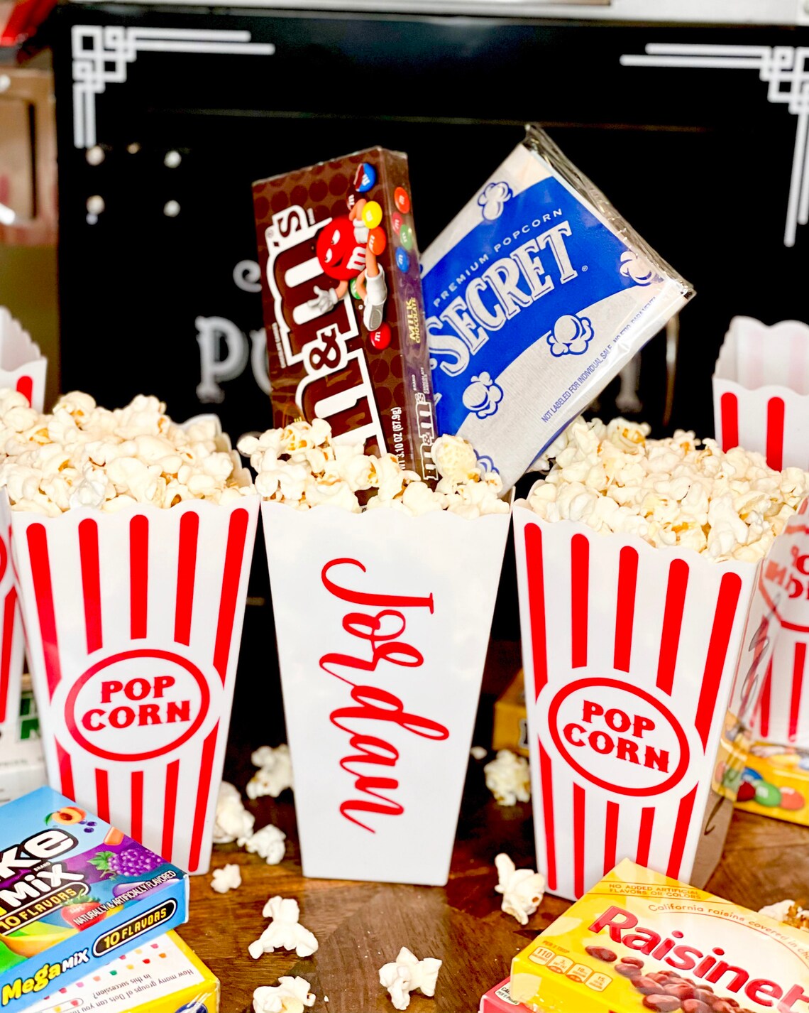 Personalized Popcorn Bucket Individual size Movie night | Etsy