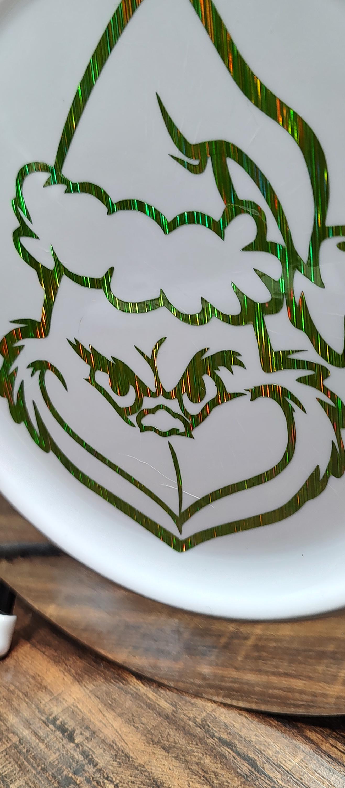 The GRINCH Green Holographic Vinyl Decal. Mean Grinch Face. Christmas ...