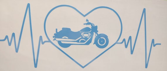 Blue Vinyl Biker Heartbeat Car Decals. New Custom Biker and - Etsy