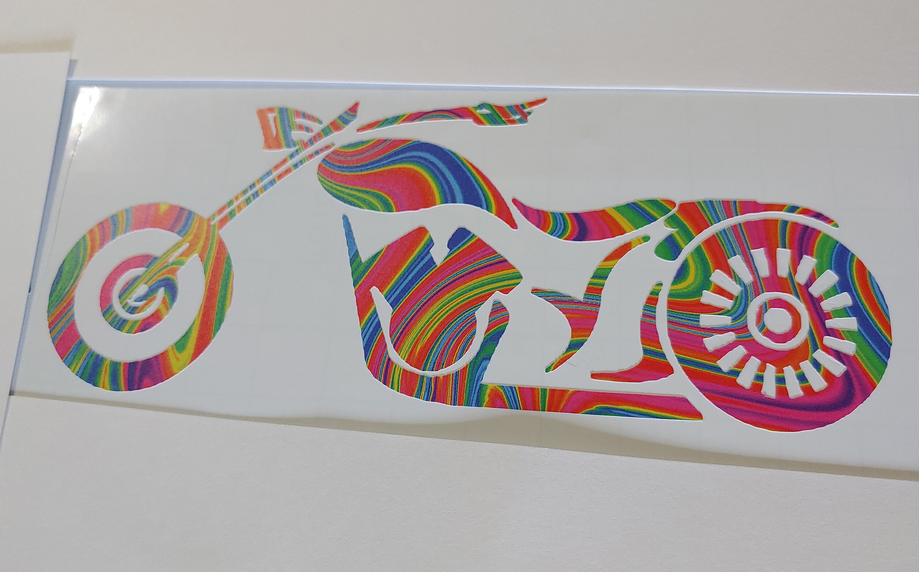 Biker vinyl decal. Motorcycle cruiser chopper multi color | Etsy