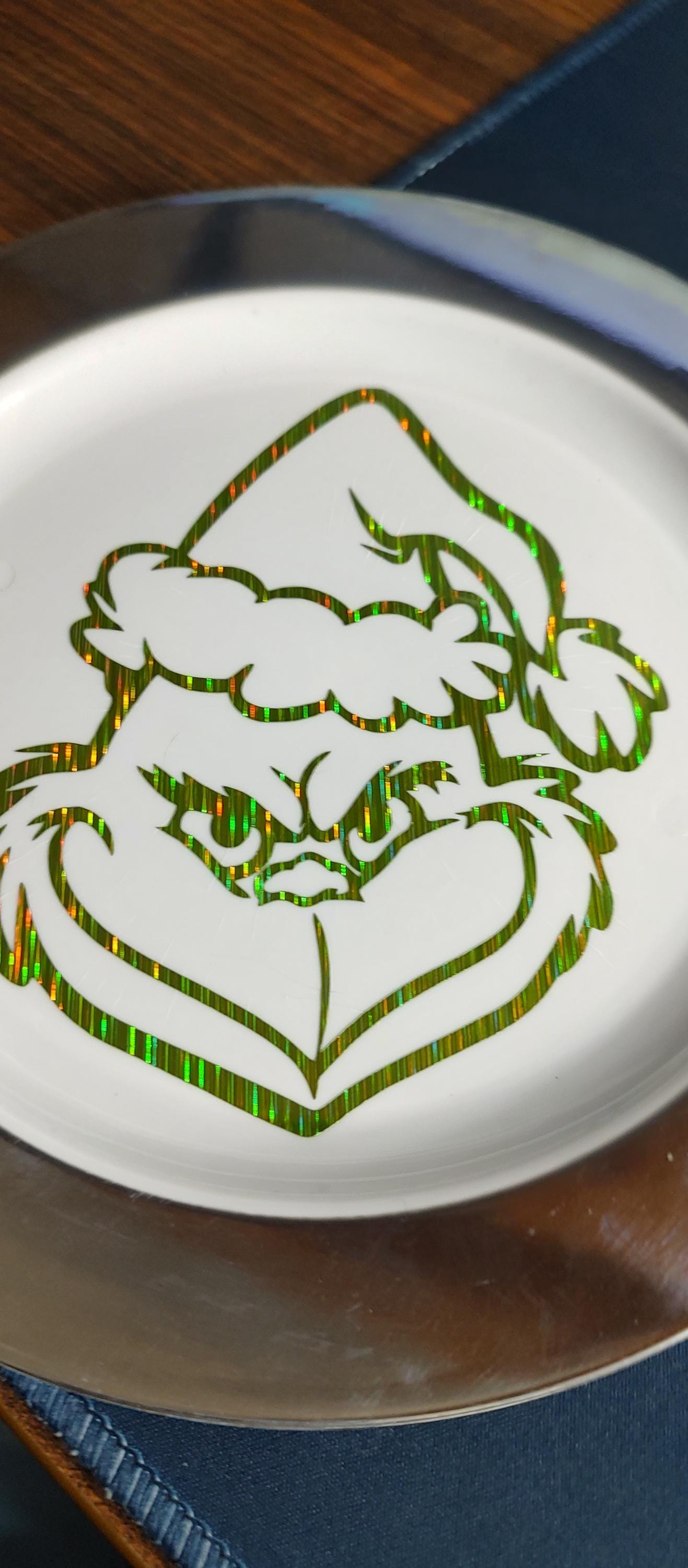 The GRINCH Green Holographic Vinyl Decal. Mean Grinch Face. Christmas ...