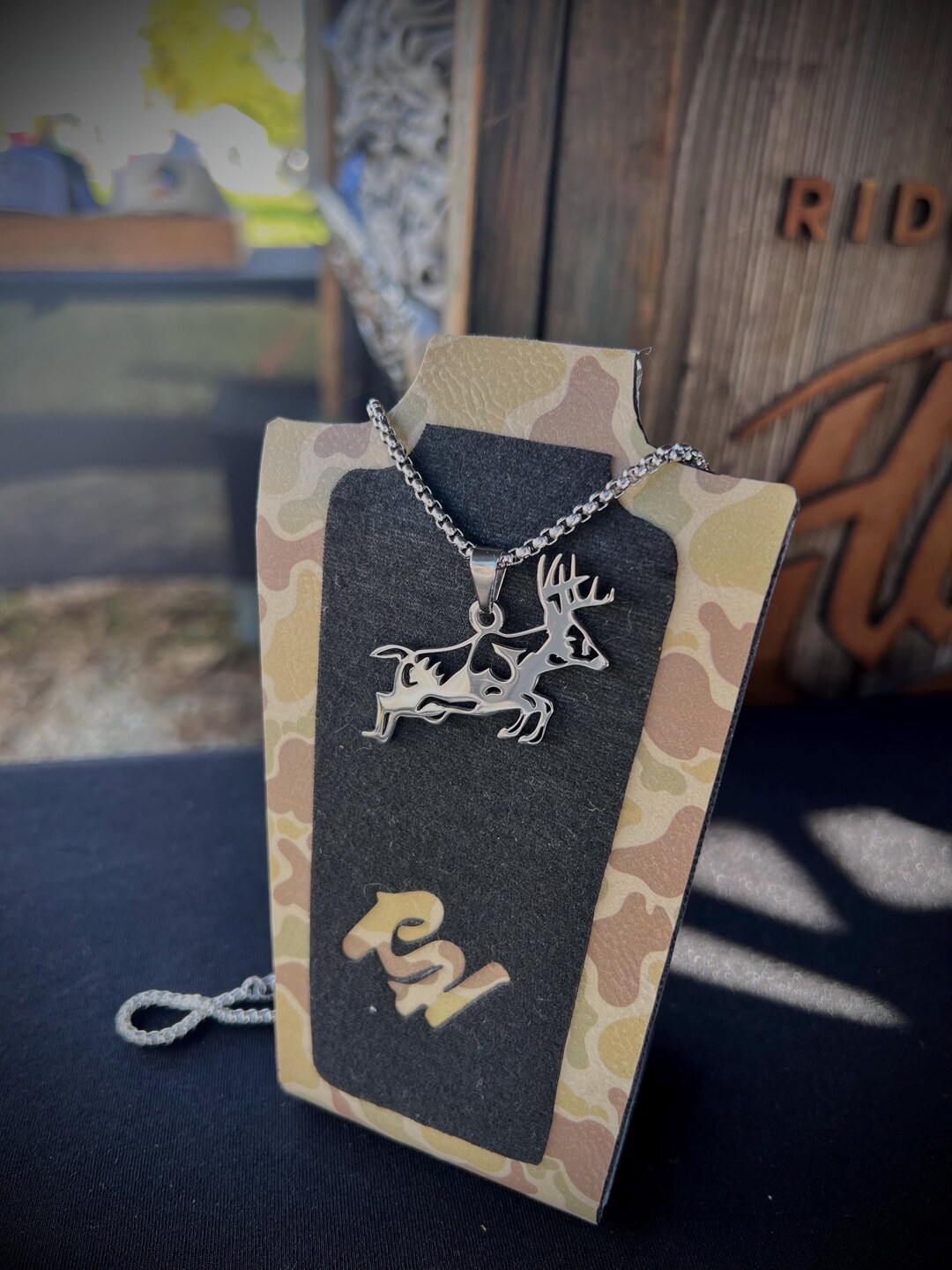Deer Necklace: Stainless Steel Hunting Pendant - Etsy