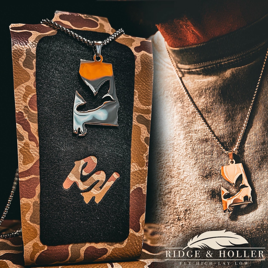 Alabama Stainless Steel Pendant Necklace: Duck Hunting State Series - Etsy