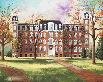 University of Arkansas Giclee Print, Old Main Limited Edition Hand ...