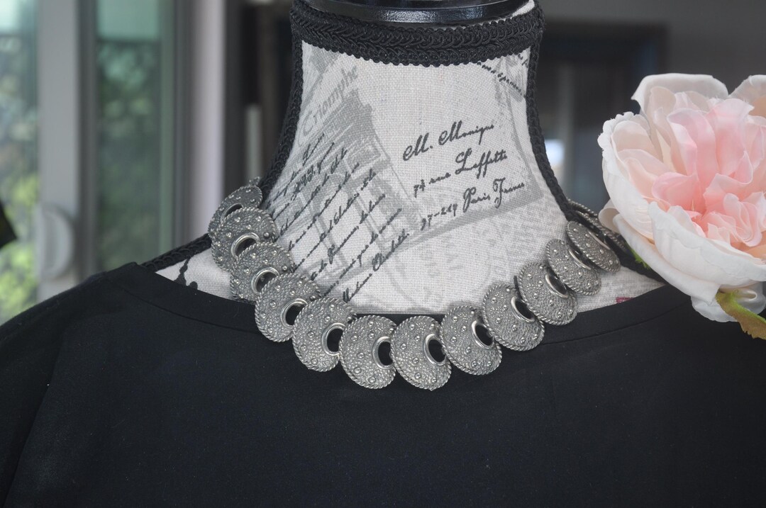 Vintage Disc Panel Link Silver Necklace - 1950 - Etsy