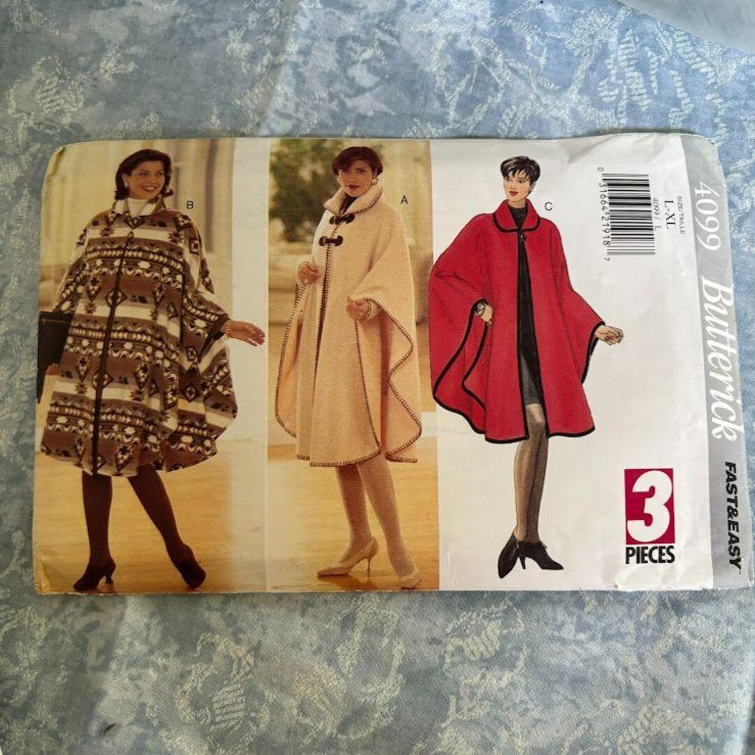 Vintage 90s BUTTERICK 4099 Cape COAT Pattern L-XL - Etsy