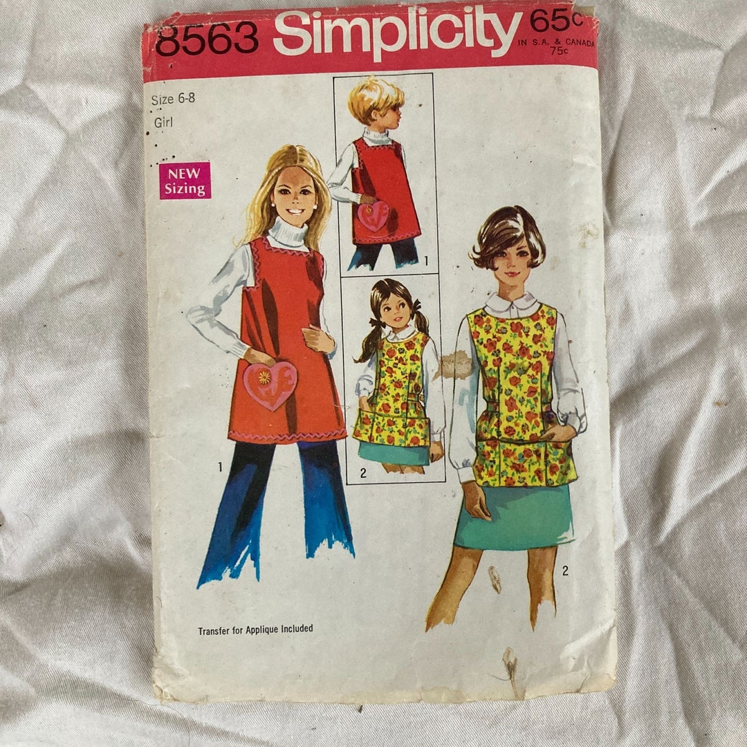 Vintage 60s SIMPLICITY Smock APRON Sewing Pattern 8563 Child 6-8 - Etsy