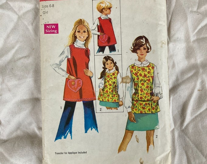Vintage 60s SIMPLICITY Smock APRON Sewing Pattern 8563 Child 6-8 - Etsy