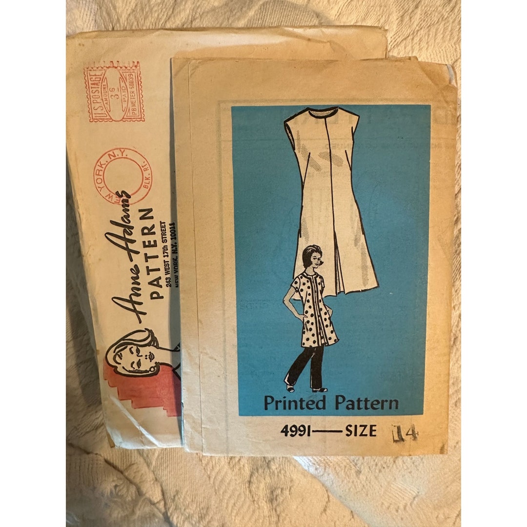 Vintage 60s ANNE ADAMS Box Pleat Tunic Pant SET Sewing Pattern 14 4991 ...