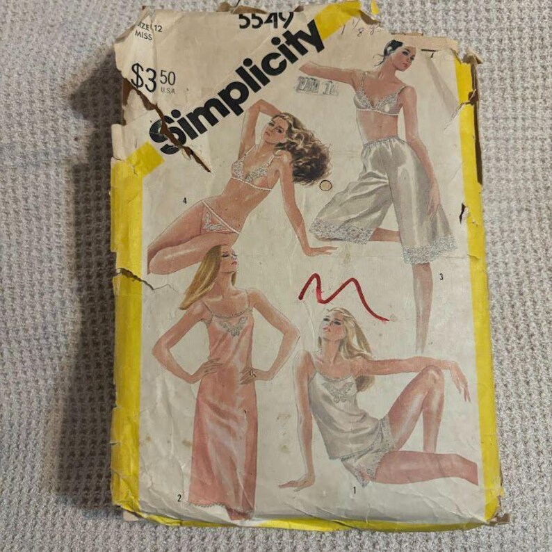 80s SIMPLICITY 5549 String Bikini Panty Bra Camisole Slip Pettipants ...