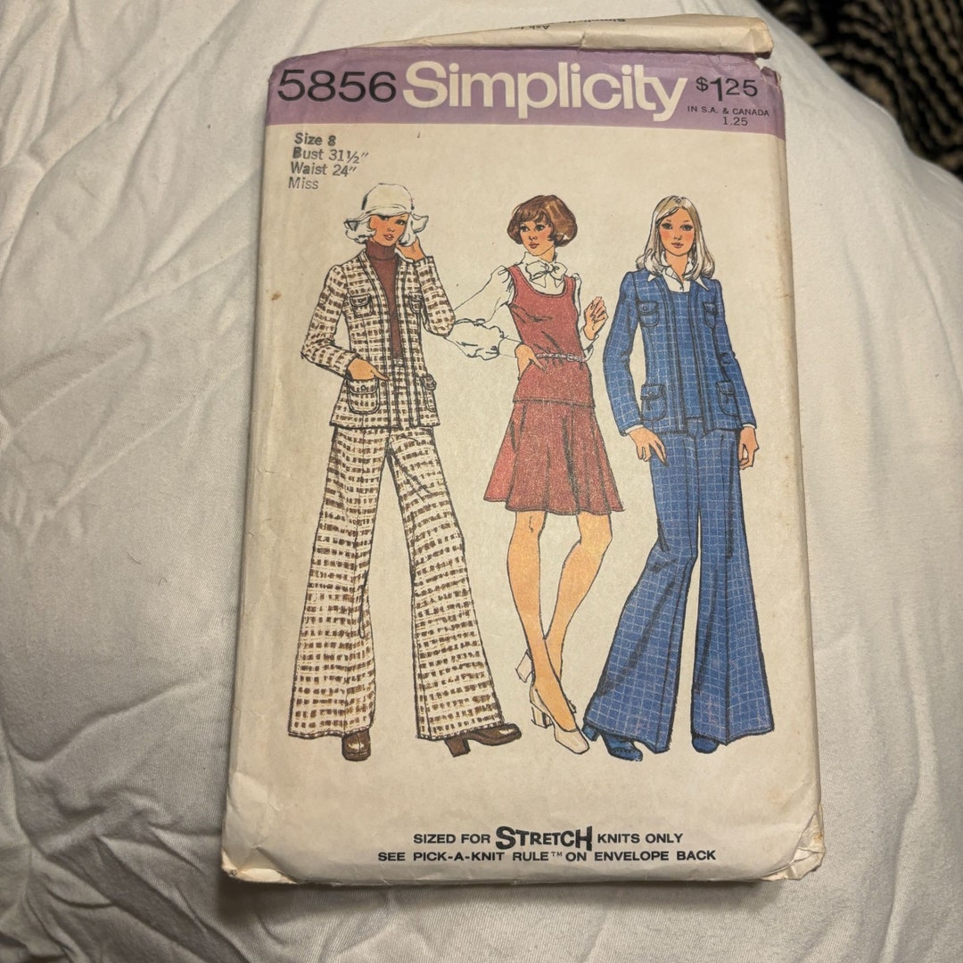 Vintage 70s SIMPLICITY PATTERN 5856 4 Pocketjacket Flare Pant Mini ...