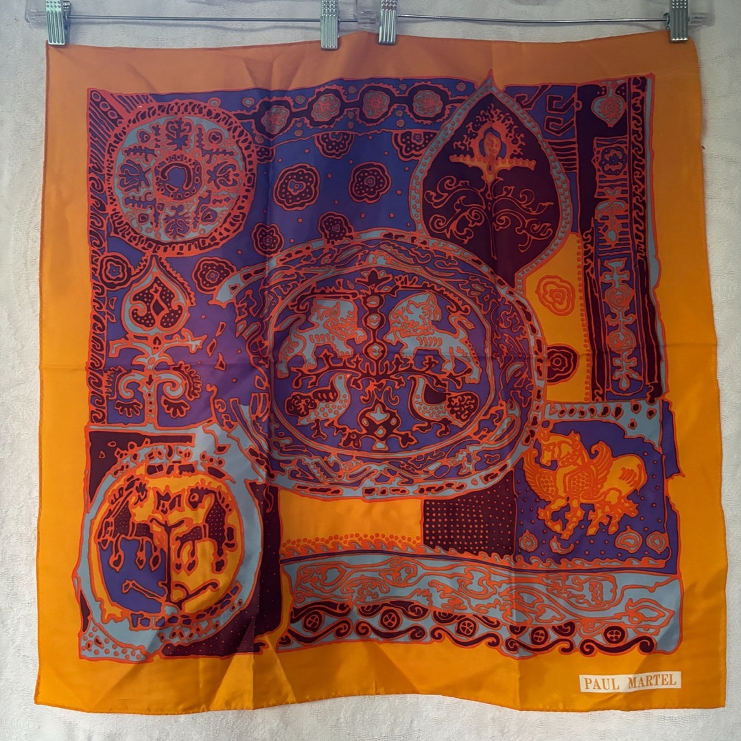 Vintage 60s PAUL MARTEL PSYCHEDELIC Mythical Animals Scarf 26 X 26 - Etsy