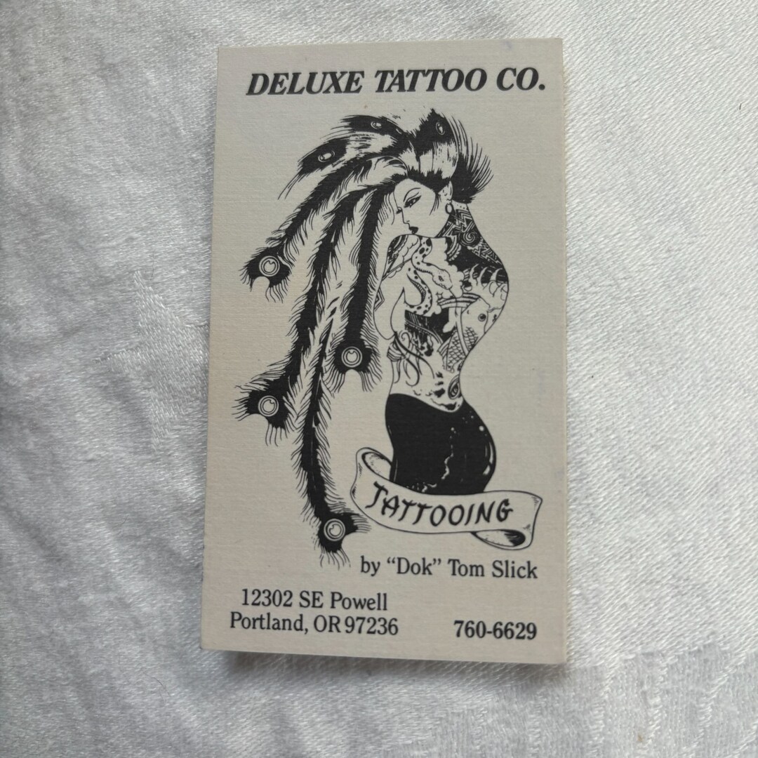 Vintage DOK TOM SLICK Deluxe Tattoo Co. Portland Oregon Tattoo Business ...