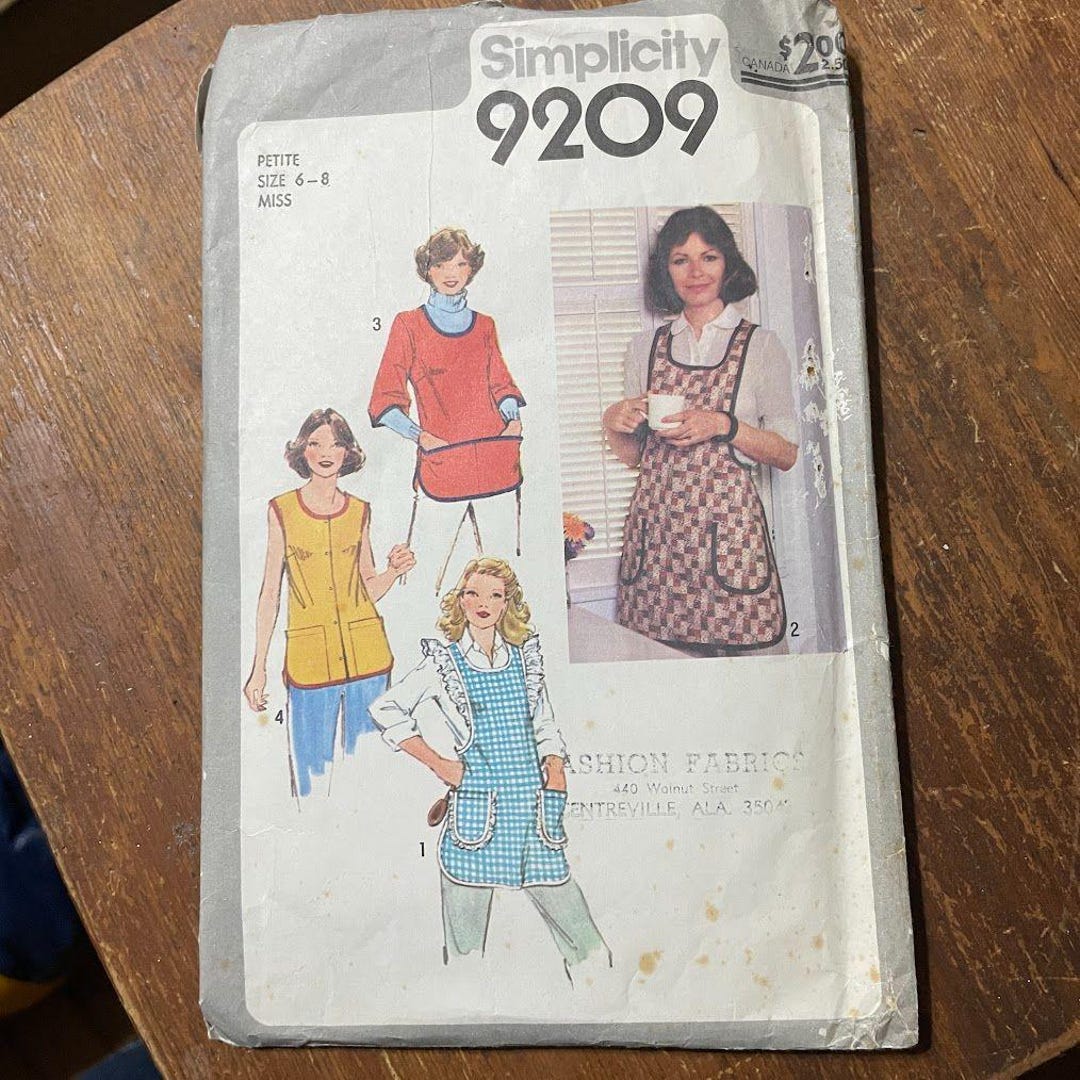 Vintage 70s SIMPLICITY 9209 APRON SMOCK Pattern Sz 6-8 30.5-31.5 - Etsy