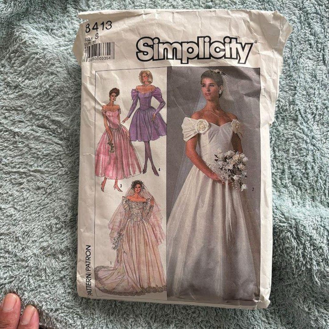 Vintage 80s SIMPLICITY 8413 WEDDING Bridesmaid Bridal Dress Pattern Sz ...