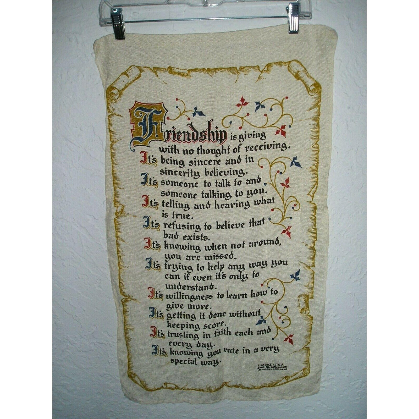 Vintage 70s FRIENDSHIP POEM Linen Tea Dish Towel - Etsy