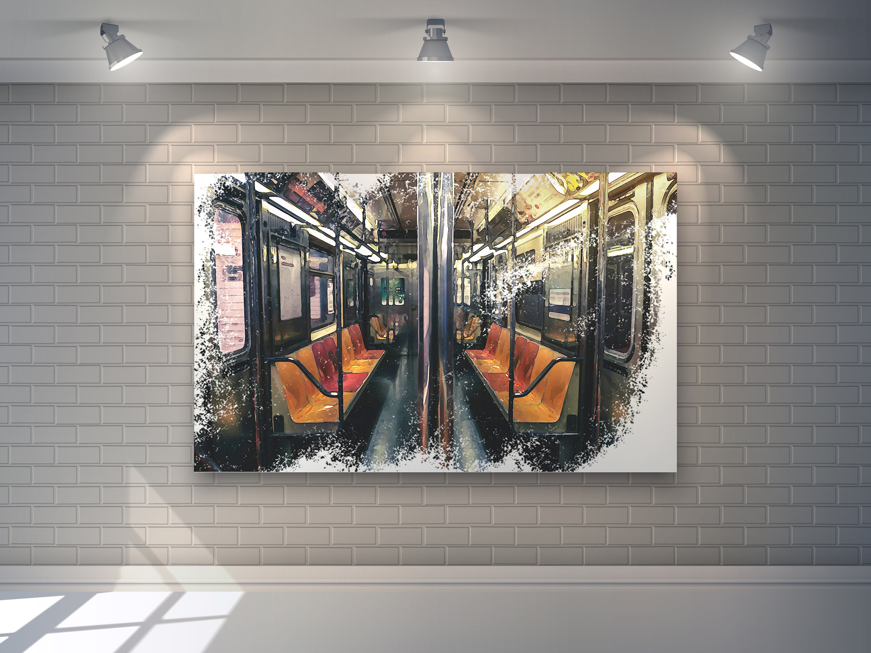 NYC Subway Watercolor Painting - Canvas Wall Art - Instant Download ...