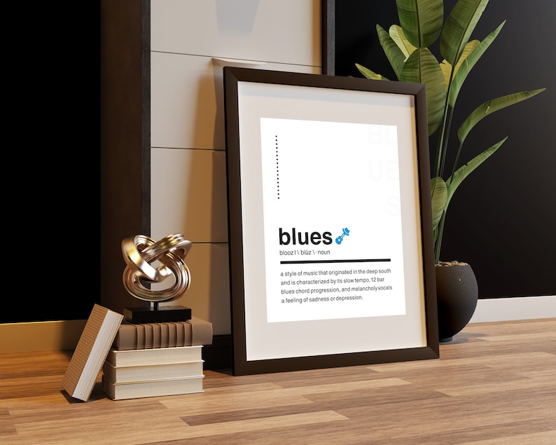 Blues Music Definition Wall Art/printable Wall Art/blues Poster/guitar ...