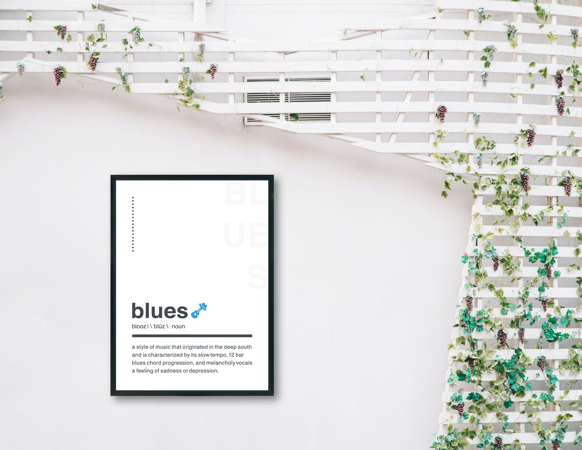 Blues Music Definition Wall Art/printable Wall Art/blues Poster/guitar ...