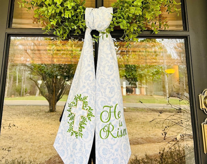 He is Risen! Beautiful Easter Cross With Greenery Wreath Sash on ...