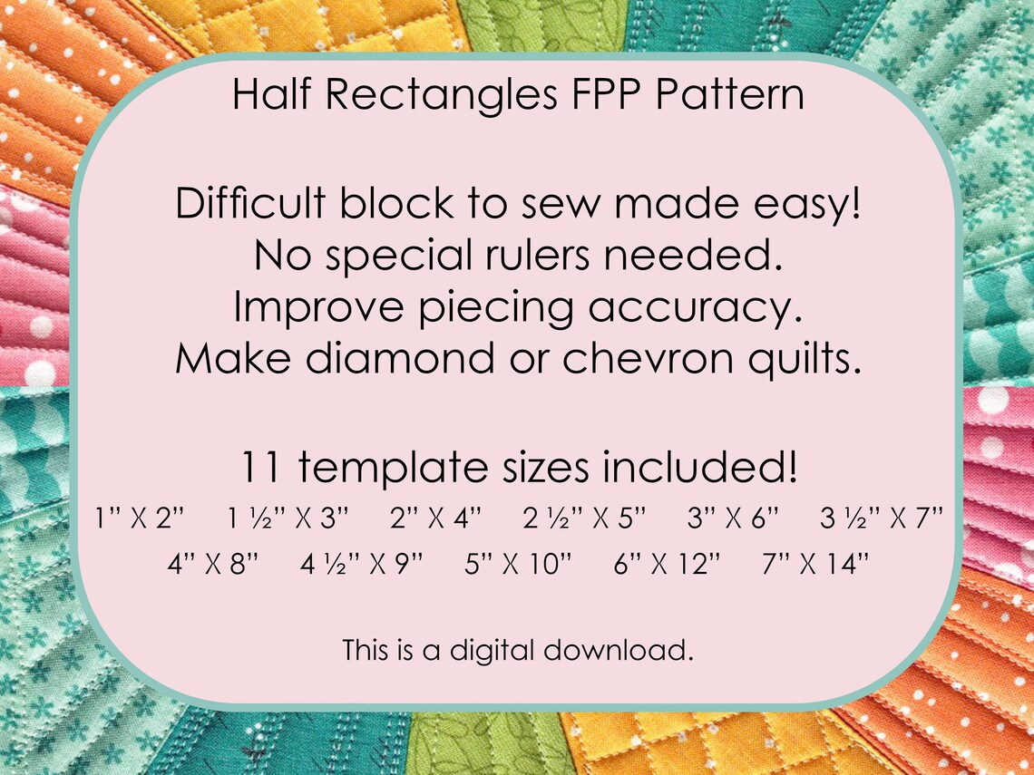 Half Rectangle Triangle (HRT) Quilt Block FPP Templates: 11 Sizes ...