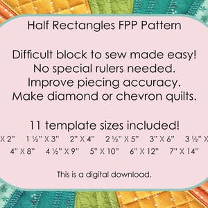 Half Rectangle Triangle (HRT) Quilt Block FPP Templates: 11 Sizes ...
